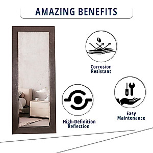 Full Body Mirror with Stand Wooden Framed Floor Length Mirror Stand Up Mirror Full Length Mirror with Stand Mirror Full Length Large Freestanding Leaner Mirror Faux Wood Mirror with Stand – Espresso