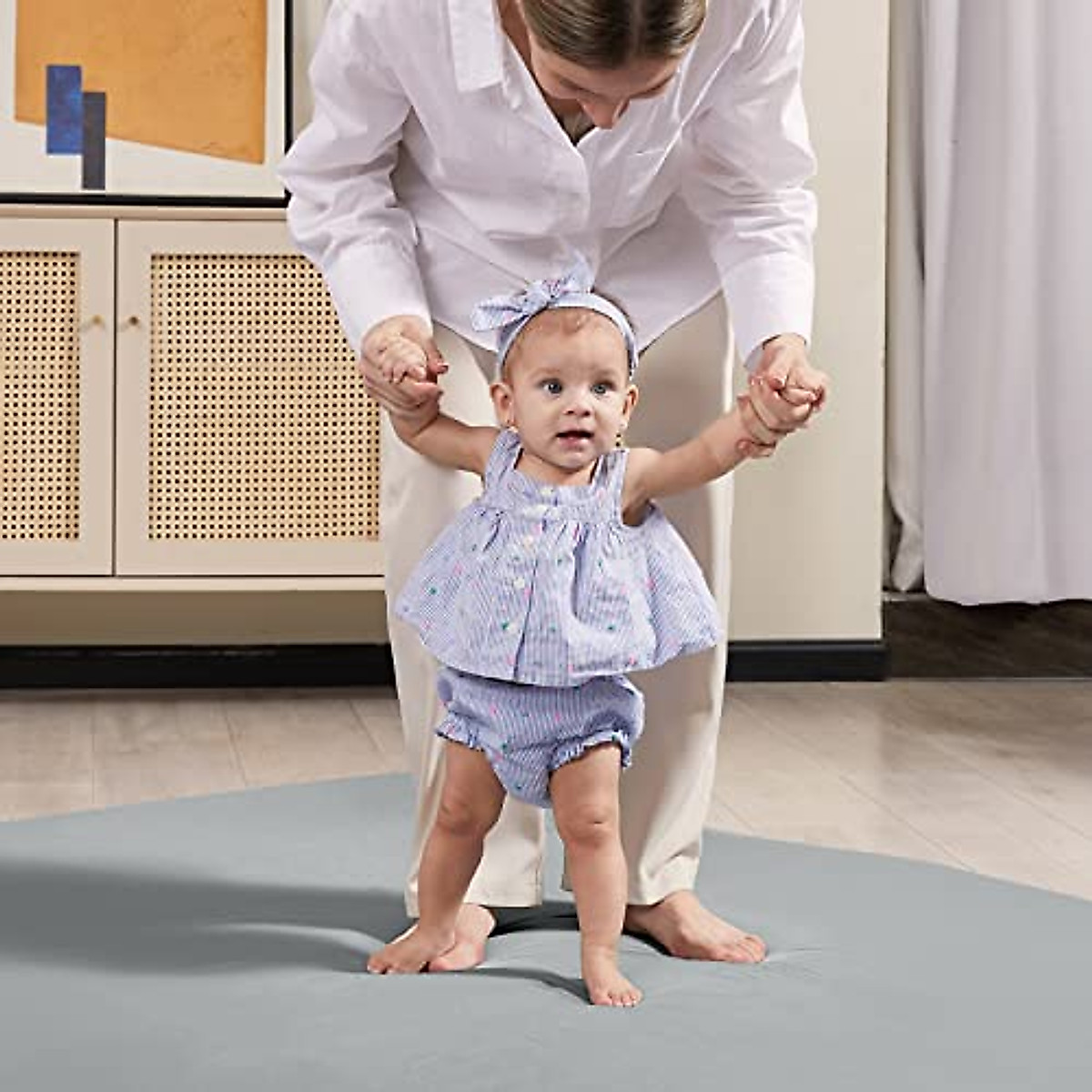 Yobear Baby Playpen Mat, 71"x 59"x 1.18“ Self-Inflating Play Mat for Babies and Toddlers, Roll Up & Waterproof Foam Crawling Mat for Floor, Portable Playmat for Babies with Travel Bag