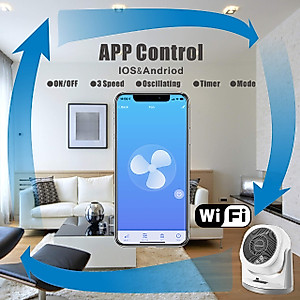 Smart Fan, Alexa Fan, WiFi Air Circulator Fan, Alexa Google Siri Voice Control Oscillating Fan, Room Fan Desk Fans for Bedroom, Floor Fans for Home, Quiet Electric Rotating Table Small Desk Fan, Smart Fan 2.4G WiFi Only (no 5G WiFi)