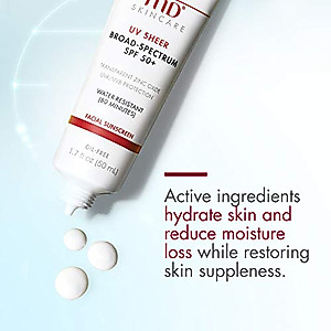 EltaMD UV Sheer SPF 50+ Face and Body Sunscreen Lotion, Water Resistant Sunscreen with Zinc Oxide, Broad Spectrum Mineral-Based Sun Protection, Non-Greasy, Lightweight, Oil Free Sunscreen, 1.7 oz Tube
