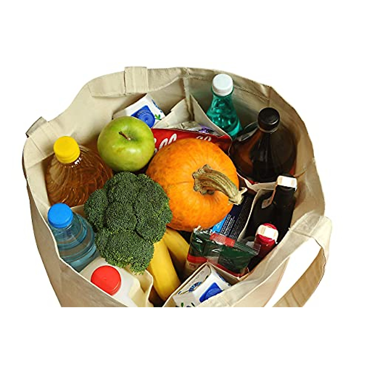 Reusable Grocery Bags XL 3 Pack Heavy Duty Double Bottom Organic Canvas Tote Bags Shopping Bags