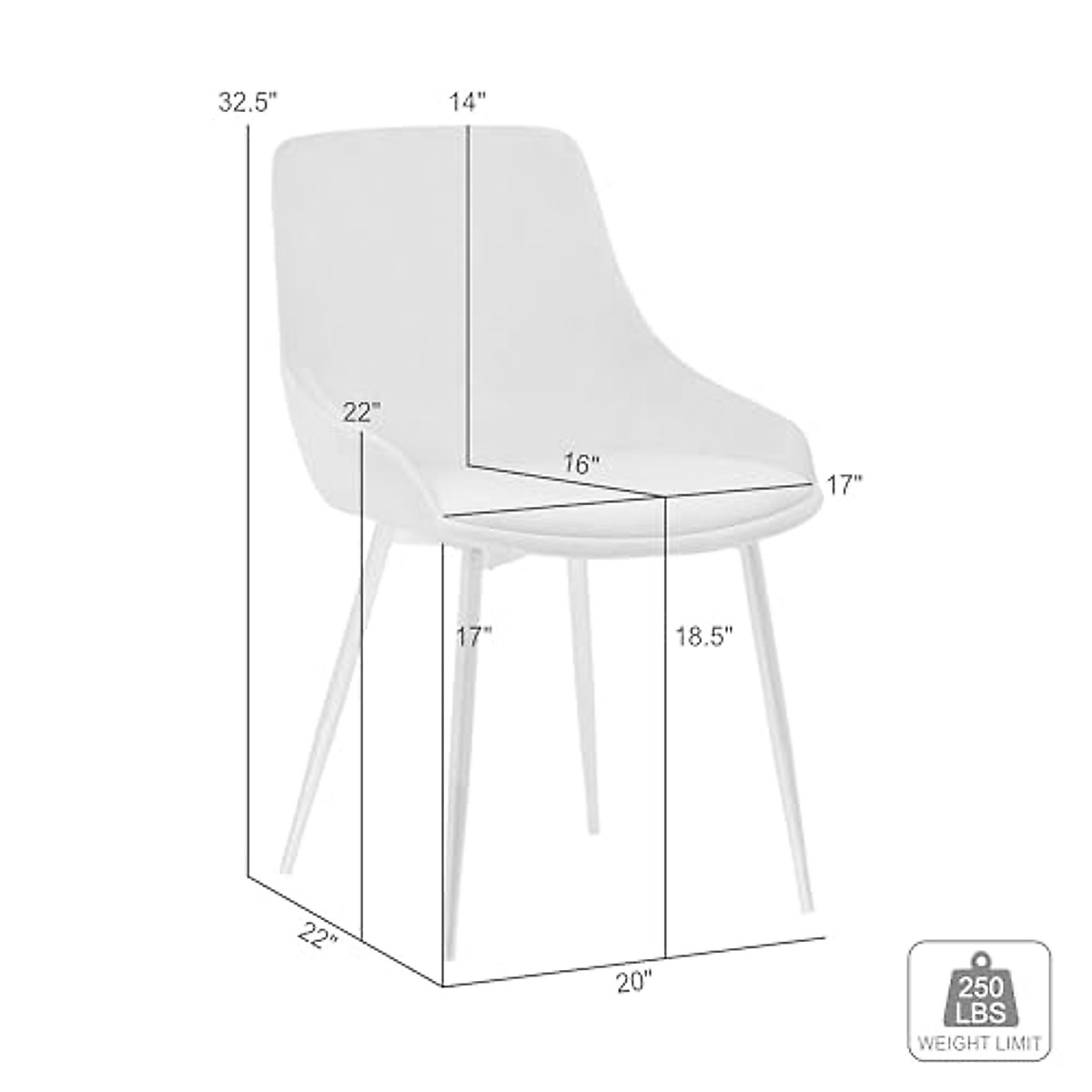 Armen Living Heidi Contemporary Fabric Dining Room Accent Chair, 18.5" Height, Velvet, Blush