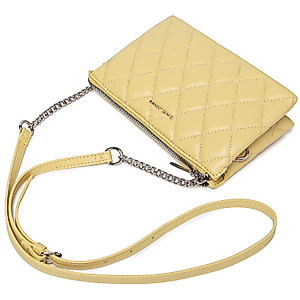 Trendy Small Crossbody Shoulder Bag for Women,Vegan Leather Quilted Cute Cross body Envelop Yellow Purse with Chain Strap