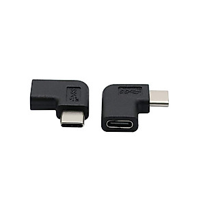 rgzhihuifz Type-C Right Angle Adapter,Type-C Male to Type-C Female Adapter， 2-Pack，90 Degree Type C Adapter,Right & Left Angled 90 Degree Type-C Extension Adapter for Laptop & Tablet & Mobile Phone