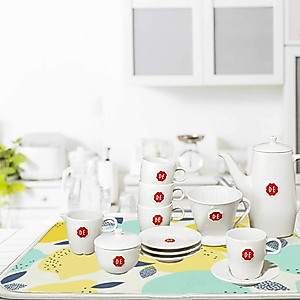 Microfiber Drying Pad for Kitchen Dining Table,16x18 Inch Non Slip Dish Drying Mat Citrus Lemon Fruits Kitchen Mats