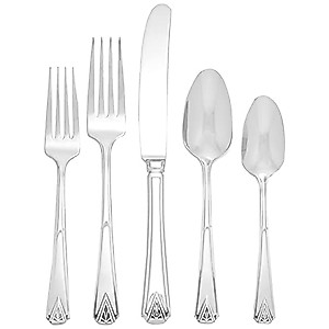 Oneida Deauville 45 Piece Fine Flatware Set, Service for 8, 18/10 Stainless Steel, Silverware Set, Dishwasher Safe