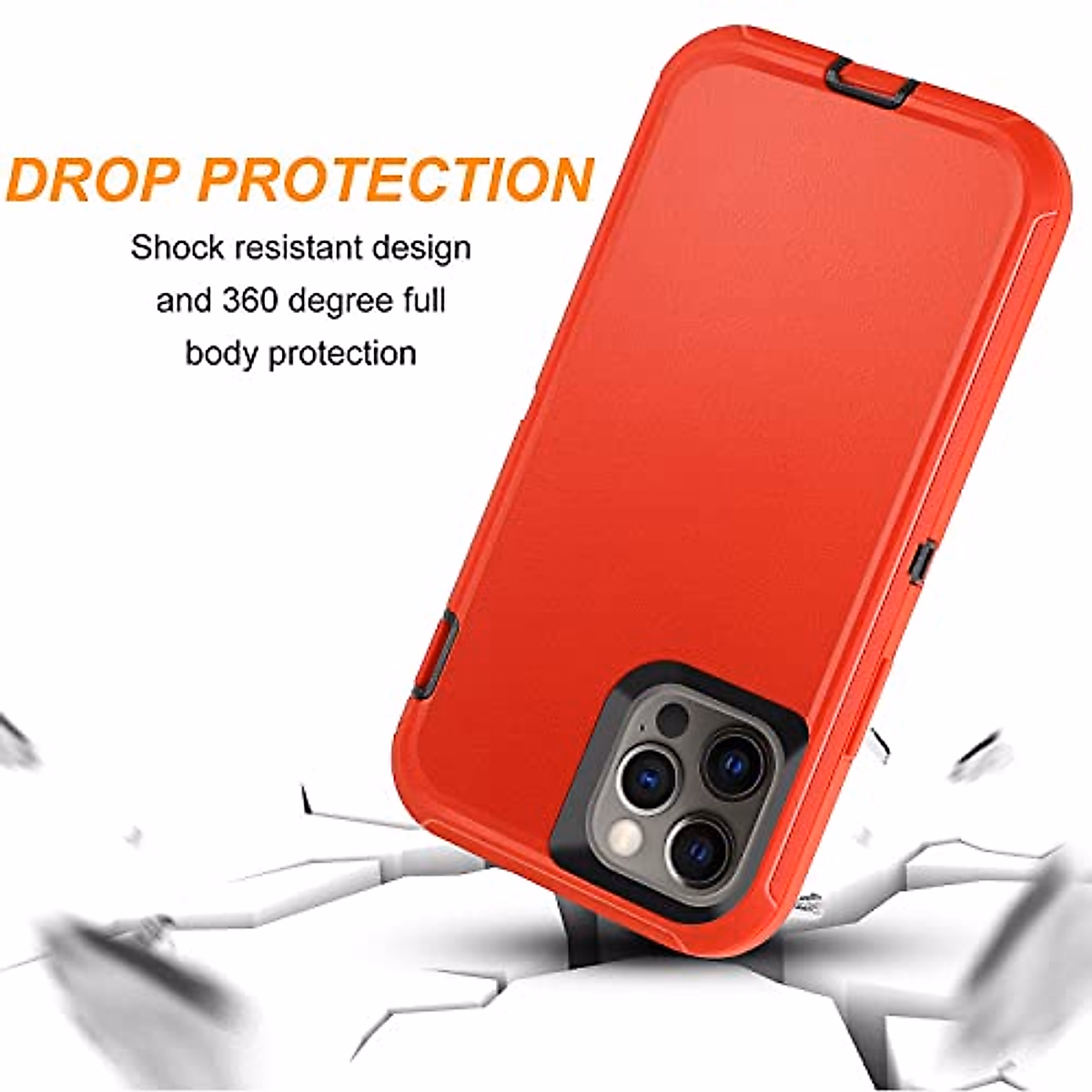 for iPhone 12 Case iPhone 12 Pro Case Shockproof Dropproof Heavy Duty 3 Layers Full Body Protection Phone Case for Apple iPhone 12 & 12 Pro 6.1 inches Red/Black