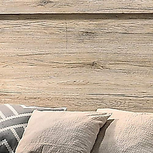 Benjara Wooden Eastern King Bed with Grains and Knots, Brown