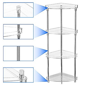Decdeal 4-Tier Corner Storage Shelf Organizer for Cosmetics, Bathroom Countertop, Vanity Tray, Kitchen Standing Shelf