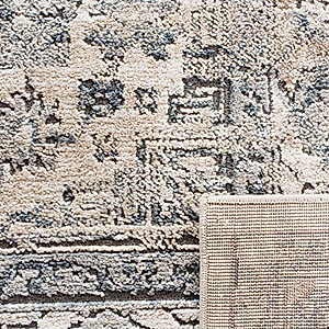 MARTHA STEWART x SAFAVIEH 6'7" x 9' Ivory/Blue MSR868A Oriental Non-Shedding Area Rug