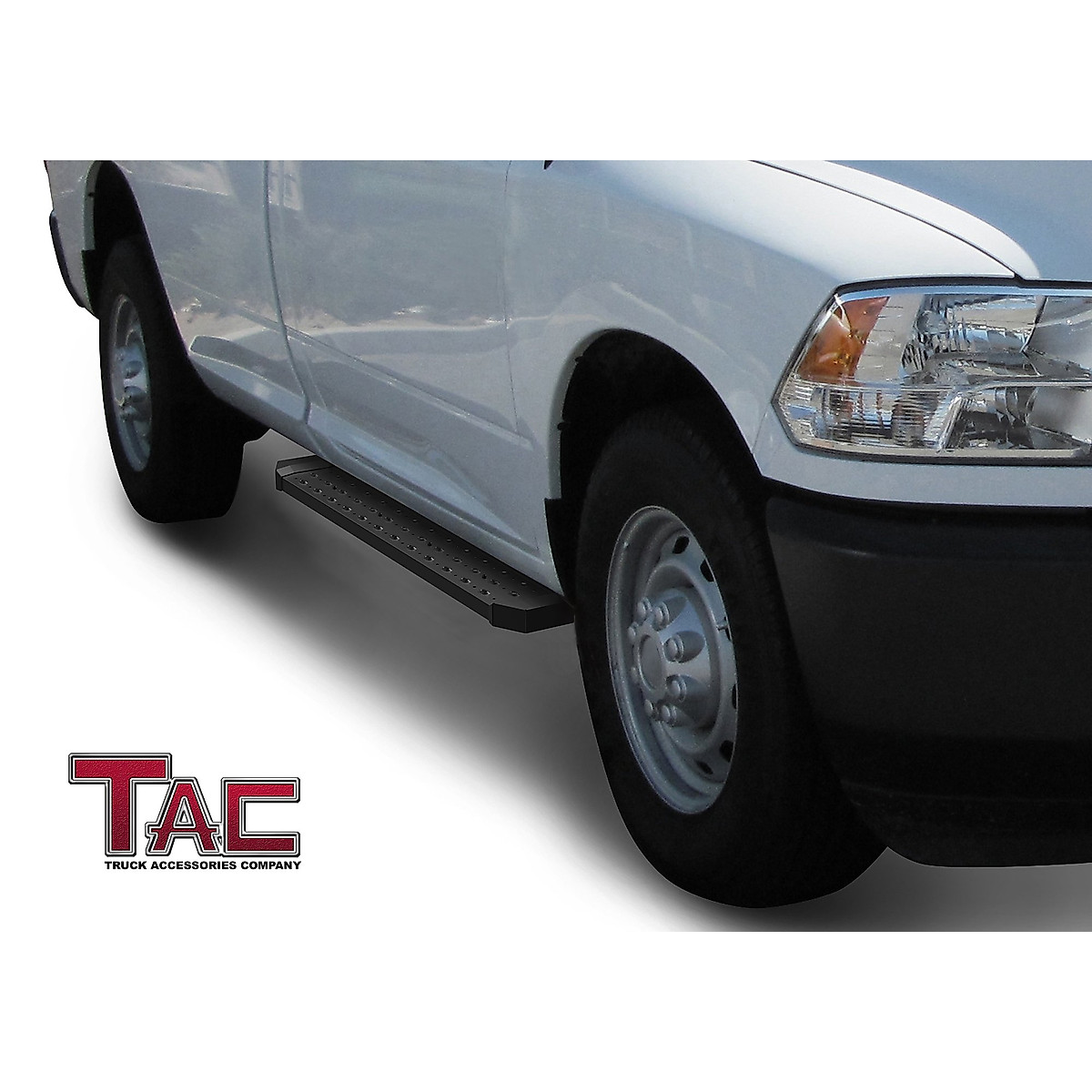 TAC 6.5” Running Boards Fit 2015-2024 Ford F150 Regular Cab | 2017-2024 Ford F250/F350/F450/F550 Super Duty Regular Cab Utility Black Rattler Steel Side Steps 2pcs