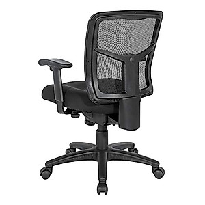 Office Star ProGrid Breathable Mesh Back Manager's Office Chair with Built-in Lumbar Support and Height Adjustable Padded Arms, Coal FreeFlex Fabric