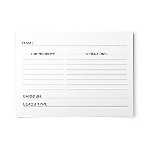 48 Cocktail Recipe Cards, 4 x 6 inches, Double Sided for Bartenders, Drinks and Mixology