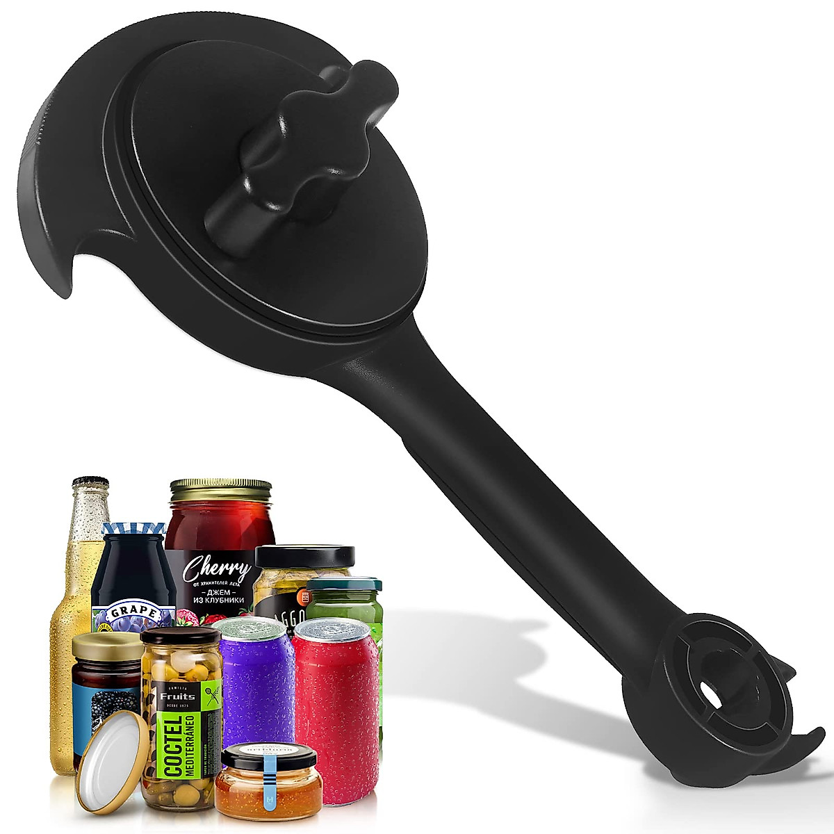 Powerful and Multifunctional Jar Opener for Seniors with Arthritis, Adjustable Jar Lid Opener for Weak Hands, 3-in-1 Labor-Saving Jar and Bottle Opener Opens Pop-Top Cans Beer Bottles Soda Cans