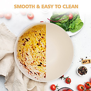 ShineMe Salad Bowl with Lid, Natural Bamboo Fiber Serving Bowls Set of 3 with Utensils & Lids, Mixing Bowls for Preparing, Storing and Serving for Cereal, Fruit,Chips, Bread(10",8",6")