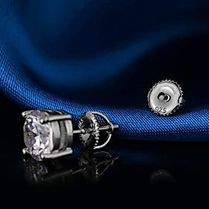 18K White Gold Screw Backs Replacement for Earring Studs - Fit for 0.032" Threaded Post (4 Pairs)
