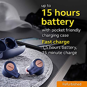 Jabra Elite Active 65t Alexa Enabled True Wireless Sports Earbuds with Charging Case – Copper Blue (Renewed)