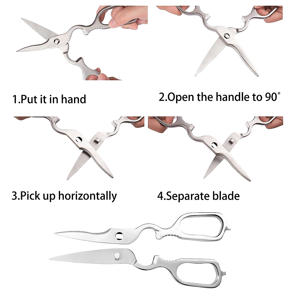 Multifuntional Kitchen Scissors,Heavy Duty Poultry Shears,Meat Scissors Detachable Food Scissors for Vegetables Fruits Seafood Chicken Fish 9Inch,Stainless Steel