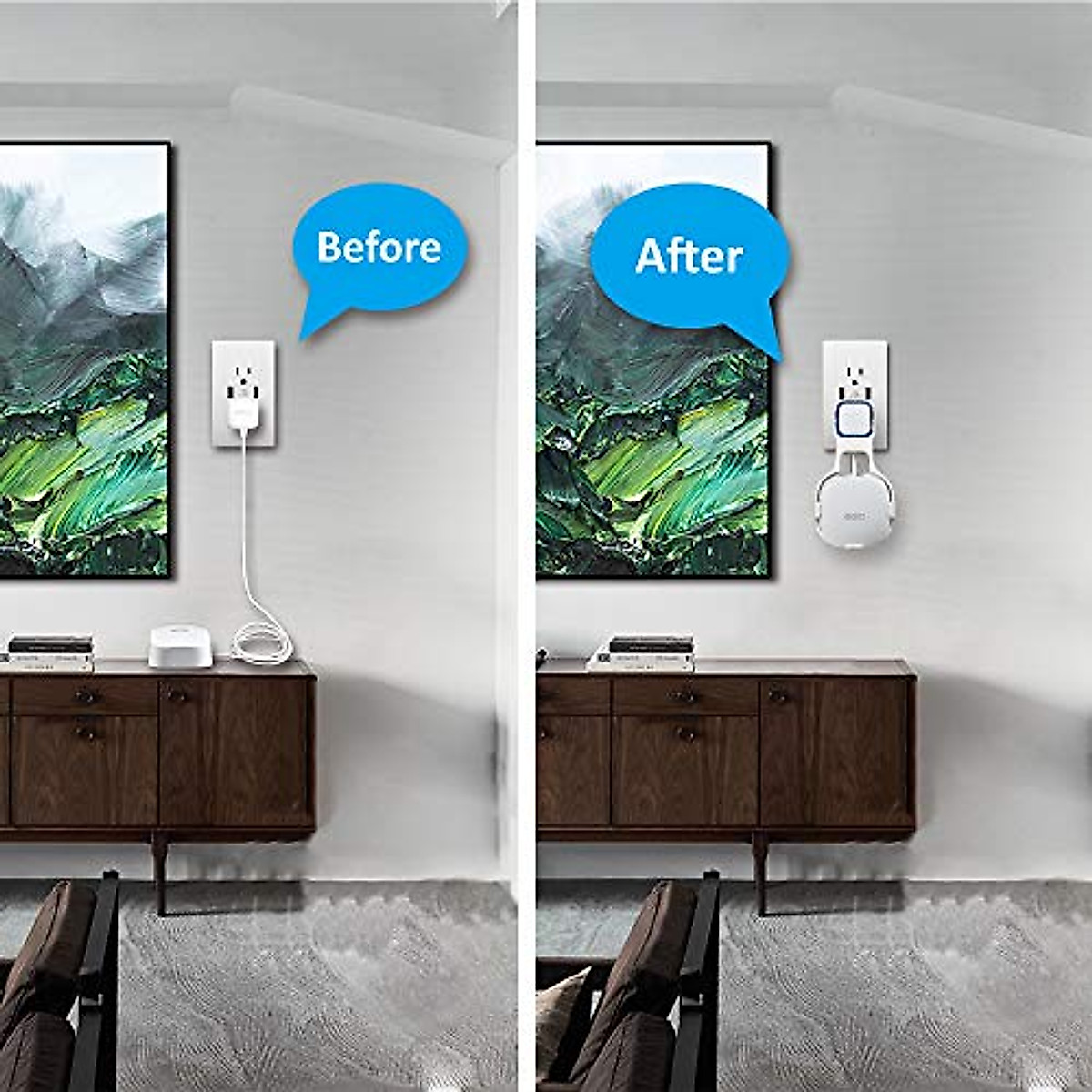 STANSTAR Wall Mount for Eero 6 Dual-Band Mesh Wi-Fi 6 Router, Sturdy Outlet Brackets Holder, Space Saving, Cord Management for Eero 6 Router Without Messy Wires and Screws (3Pack)