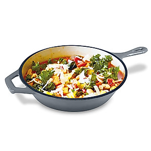 ChefVentions 3QT Round Cast Iron Saucepan Heavy Duty Enameled Interior and Exterior - Multi Use Pan - Stovetop, Gas, Electric & Induction Compatible