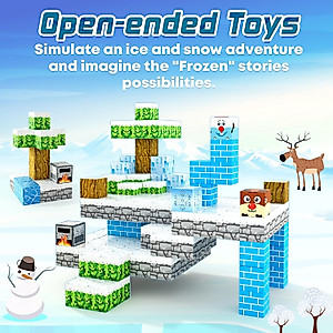 Magnetic Blocks-Build Mine Magnet World Frozen Edtion,Toys for Girls Age 3 4 5 6 7 8 Princess Castle STEM Sensory Kids Games Toys for Toddler Christmas Birthday Gifts for 3+ Years Old Girls & Boys