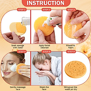 300 Count Compressed Facial Sponges Natural Face Sponges for Cleansing Facial Cleansing Sponges Pads Exfoliating Sponges for Cleansing (Orange)