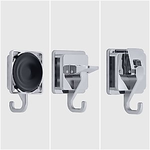 YSSILADI Vacuum Square Suction Cup Hooks 2 Pack Electroplated Matte Black Hooks, Waterproof and Antioxidant, Easy to Install, Reusable, Wide Range of Applications (2pack, Square Silver)