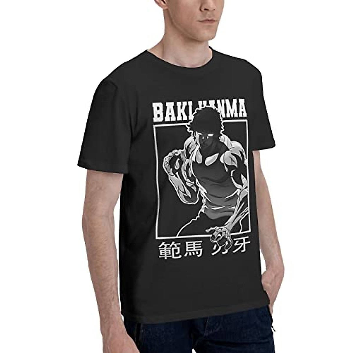 Anime Baki The Grappler Baki Hanma T Shirt Men's Summer Cotton Tee Comfort Crew Neck Short Sleeve Clothes Black