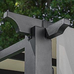 Hanover HAN 8 x 10 Ft. Freestanding Adjustable Gray Canopy, Heavy-Duty Steel Metal Frame with Weather-Protective Powder Coating, Pergola 8'x10', 0