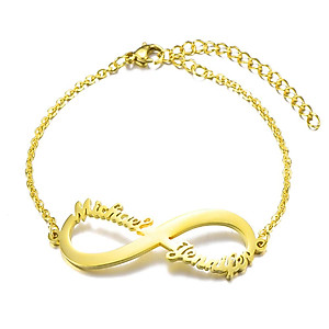 RMREWY Infinity Symbol Custom Name Bracelet 925 Sterling Silver Engrave Any Name Personalized Bracelet Ankle Customized Gift for Women