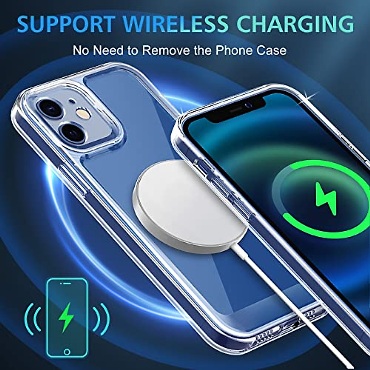 WISMURHI Crystal Clear Case for iPhone 12, [Never Yellow], [Camera Protection], [MagSafe Adaptation], Soft Slim Silicone Phone Cover Case, Shockproof iPhone 12 Case Protective Transparent, 6.1''