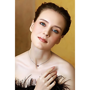 B. BRILLIANT Purple Necklace for Women Solitaire Bezel Genuine Amethyst Gemstone Sterling Silver Chokers Bridesmaids Fashion Stacking Trendy Birthday