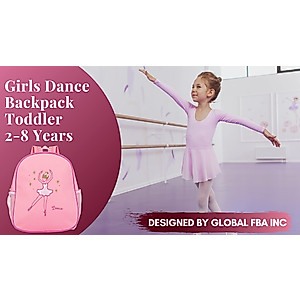 GLOBAL FBA INC Girls Dance Backpack Toddler 3-8 Years Pink