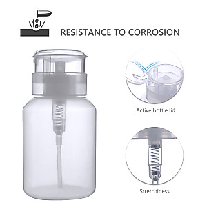 Biutee Cleaner Bottle Clear Bottle 1 PCS Push Down Empty Lockable Pump Dispenser Bottle for Nail Polish and Makeup Remover 200ml (1 PCS)