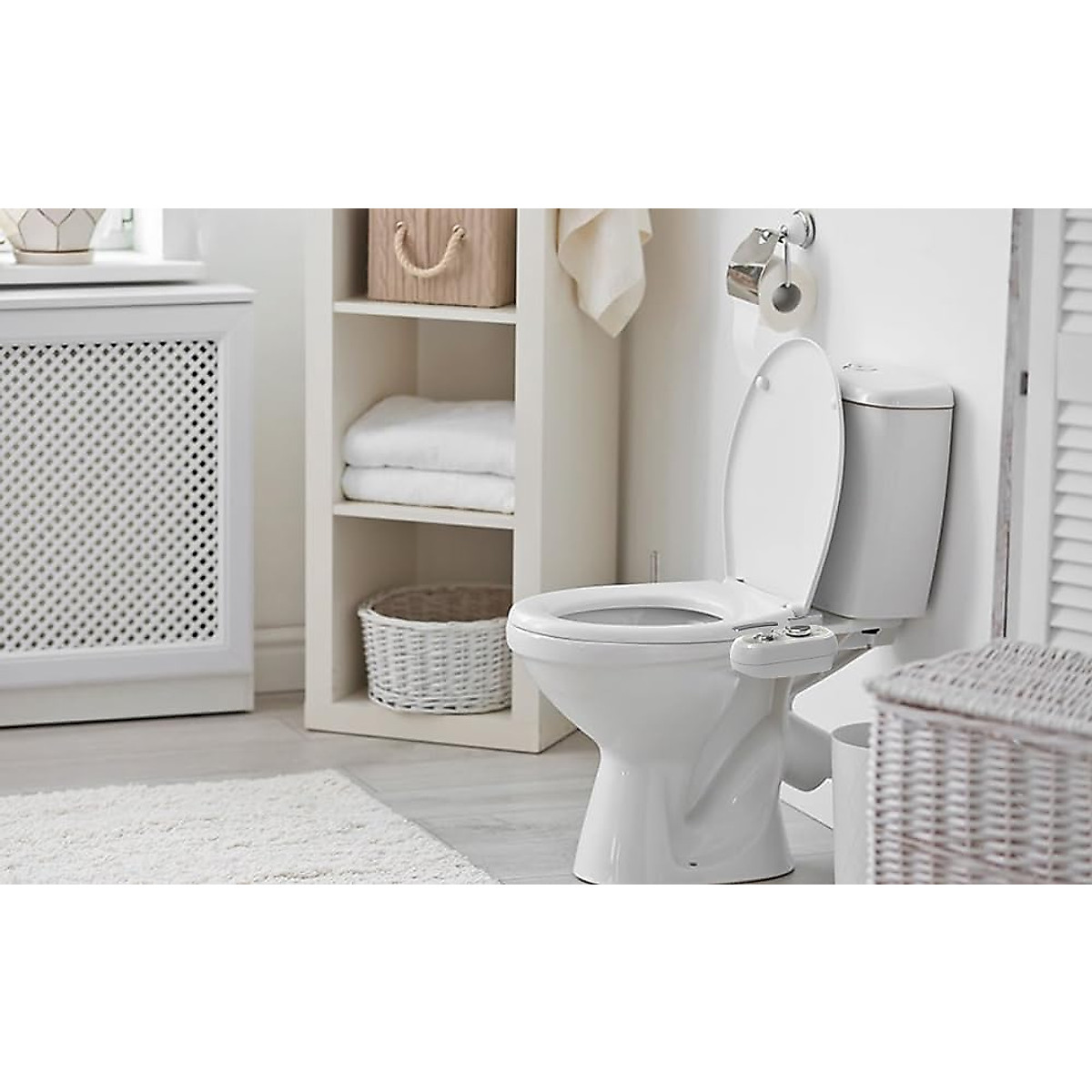 Left Hand Bidet Attachment for Toilet - Self-Cleaning control panel on left side Dual Nozzle (Frontal & Rear Wash) Non-Electric Adjustable Water Pressure, Water Bidet Toilet Seat Attachment