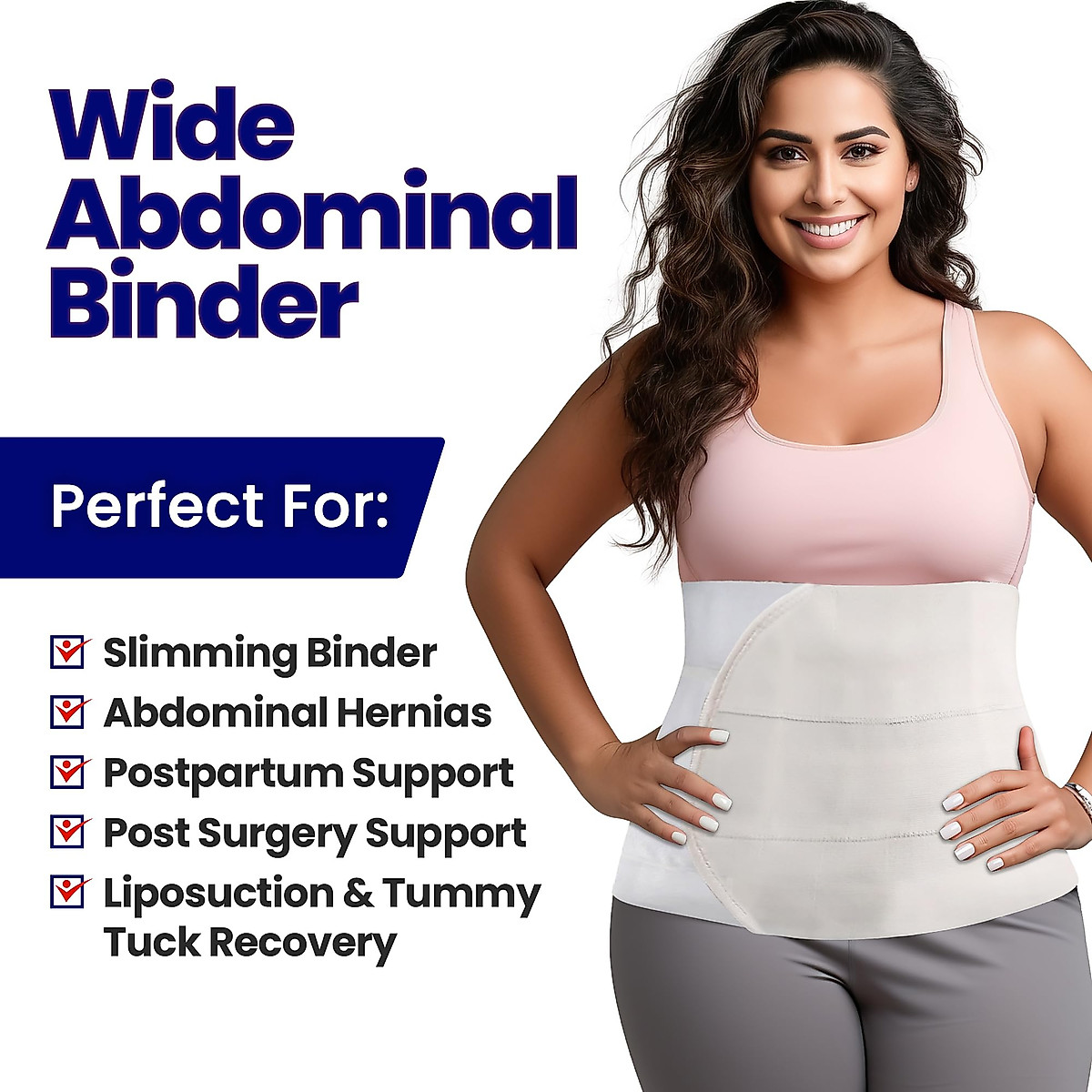 Plus Size Abdominal Binder Post Surgery Tummy Tuck | Postpartum Belly Band Wrap | Post C Section Belly Binder | Stomach Compression Hernia Belt For Men or Women After Pregnancy, Hysterectomy (XXL/3XL)