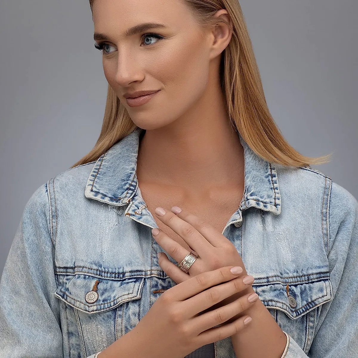 925 Sterling Silver Rotating Spinner Band Ring Wrapped With 5 Hammerd Spinner Rings, Stylish, Hypoallergenic, Nickel & Lead-free, Artisan Handcrafted Designer Collection, Made in Israel