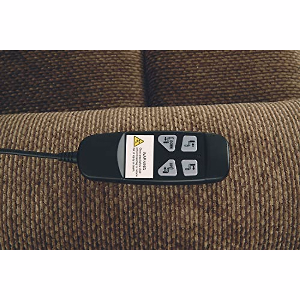 Signature Design by Ashley Ernestine Upholstered Power Lift Adjustable Oversized Recliner, Brown