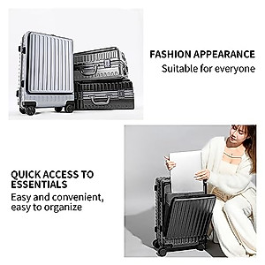 CAARANY Airline Approved Carry On Luggage With Front Pocket,20 Inch Aluminum Frame Luggage With Usb Charging Port,Pc Hard Case Travel Suitcase With Spinner Wheels And Tsa Lock（Black）