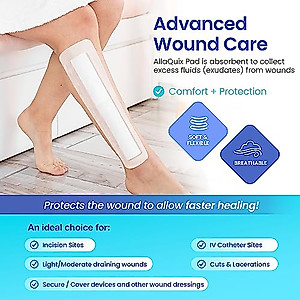 AllaQuix Basic Non-Woven Sterile Gauze Island Dressing (4" x 14" (Box of 25)) - Advanced Wound Care – Medical-Grade Adhesive Gauze Pads