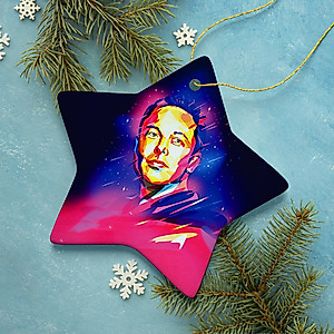 Pop Culture, Movie, and Music Themed Trendy Christmas Ornaments (Elon Musk Christmas Ornament, Abstract Digital Art SpaceX)
