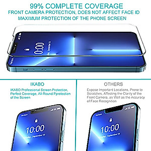 IKABO Glass Screen Protector for iPhone 14/13/13 Pro [6.1 Inch] Display 3 Pack Tempered Glass, Case Friendly, [Free Alignment Tool]