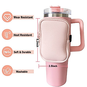 Water Bottle Pouch for Stanley 40oz, 30oz, 20oz Tumbler, Water Bottle Fanny Pack for Stanley, Running Water Bottle Handheld Caddy for Stanley Cup Accessories,Gym Accessories for Women Men(Light Pink)