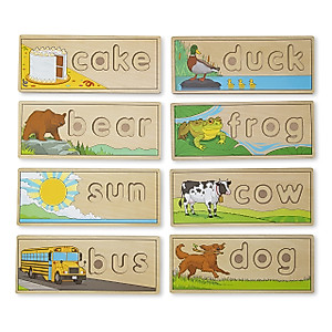 Melissa & Doug See & Spell Wooden Educational Toy With 8 Double-Sided Spelling Boards and 64 Letters Preschool Learning Activities, See & Spell Learning Toys For Kids Ages 4+