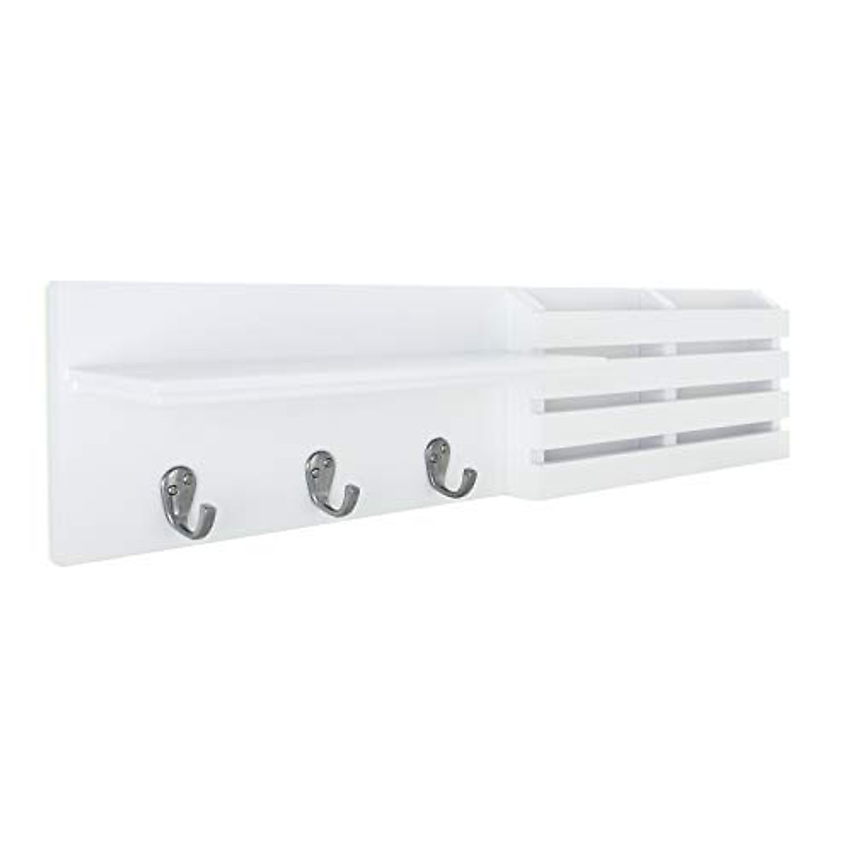 kieragrace KG Sydney Wall Shelf and Mail Holder with 3 Hooks - White, 24" (FN00377-5)