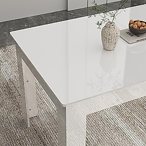 Fingertip WD Extendable Dining Table for 6-10 Person, Wooden Dining Room Table, Modern Extendable Table for Gatherings, Meeting for Small Kitchens, Dining Office Areas(White)