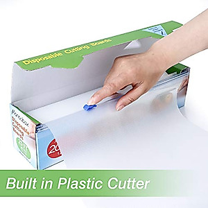 Disposable Plastic Cutting Board Large Cutting Mats for Kitchen, Outdoor Camping, BBQ, RV,Traveling,totally Food Safety With Easy Cut Slider Included,12In x 25Ft