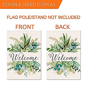 Winotic Spring Decor Garden Flag 12.5x18 Inches, Floral Leaves Welcome Flag Vertical Double Sided, Outdoor Spring Decoration Farmhouse Small Flag for Yard Lawn Home Decor (12.5"x18")