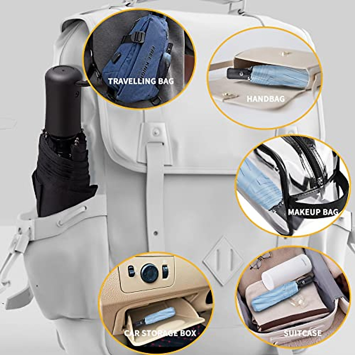 MRTLLOA 42 Inch Compact Windproof Travel Umbrella for Rain, Lightweight, Portable, Automatic, Strong, Waterproof Folding Small Umbrellas for Women & Teenagers(Black)