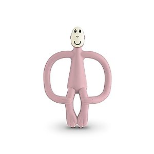 Matchstick Monkey Original Teething Toy for Baby 3 Months+, BPA-Free Food Grade Silicone, Easy to Hold & Naturally Fits in Mouth, Stimulates and Massages Sore Gums, Dusty Pink